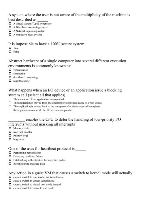 Solved A system where the user is not aware of the | Chegg.com