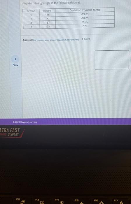 Solved Find the missang weight in the following data set: | Chegg.com