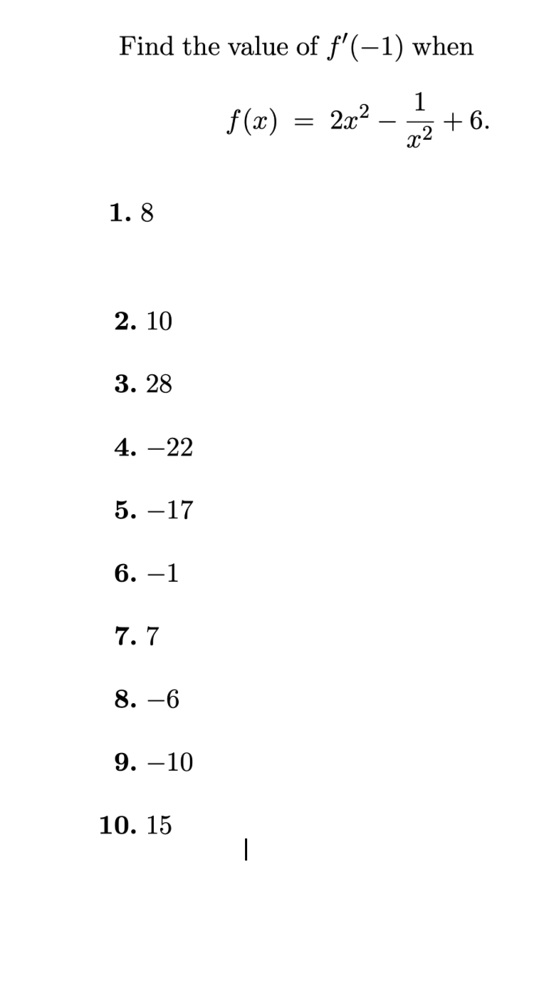 Solved Find the value of f'(-1) | Chegg.com