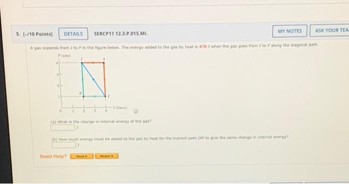 Solved 5. (-/10 Points) DETAILS SERCP11 12.3.P,015.MI. MY | Chegg.com Solved 5. (-/10 Points) DETAILS SERCP11 12.3.P,015.MI. MY | Chegg.com