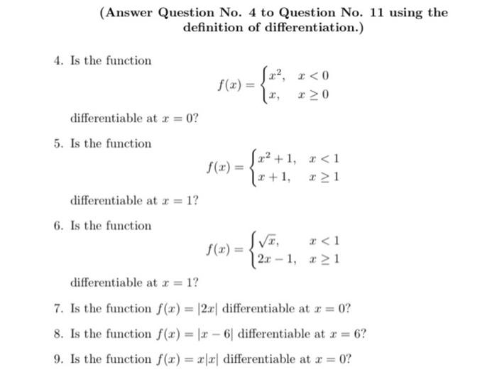 3. Using the definition of differentiation, calculate | Chegg.com