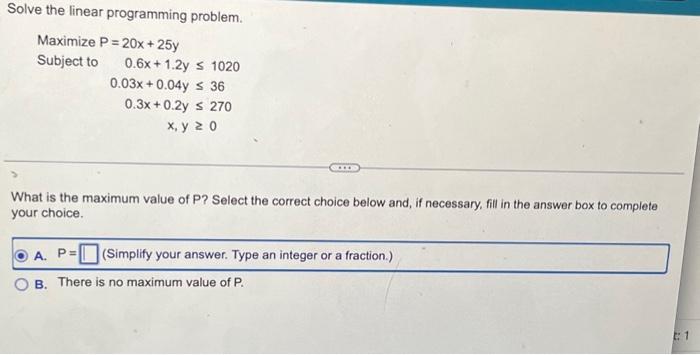 Solved Solve the linear programming problem. Maximize | Chegg.com