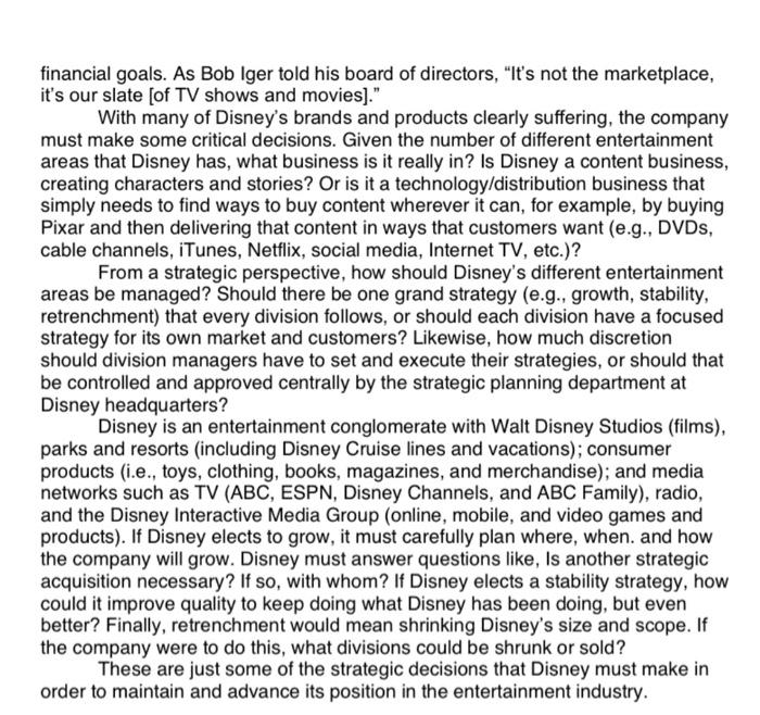 Solved WALT DISNEY COMPANY Disney CEO Michael Eisner | Chegg.com