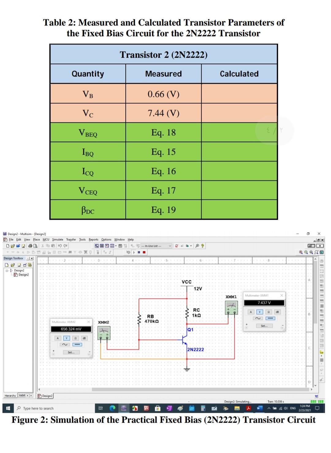 Solved Results of Experiment 5 Transistor DC Biasing | Chegg.com