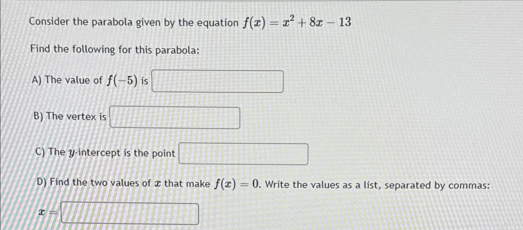 Solved Consider the parabola given by the equation | Chegg.com