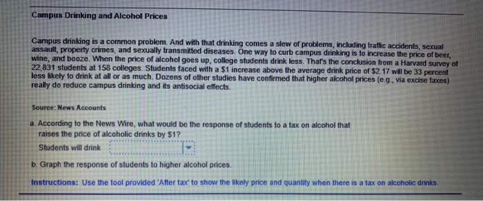 Solved Campus Drinking and Alcohol Prices Campus drinking is | Chegg.com