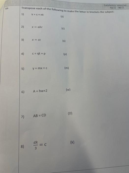 Solved Transpose each of the following to make the letter in | Chegg.com