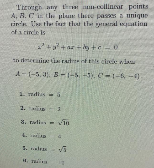 Solved Through any three non-collinear points A, B, C in the | Chegg.com