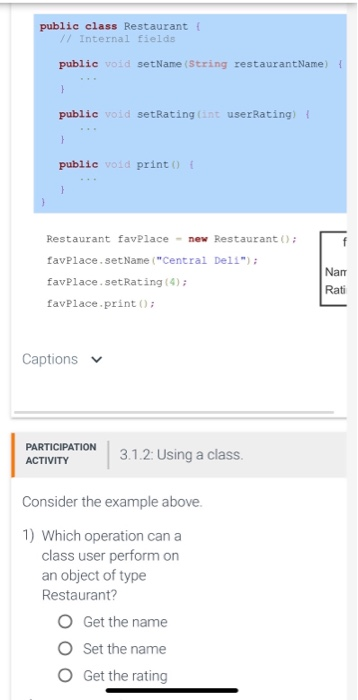Solved public class Restaurant // Internal fields public | Chegg.com