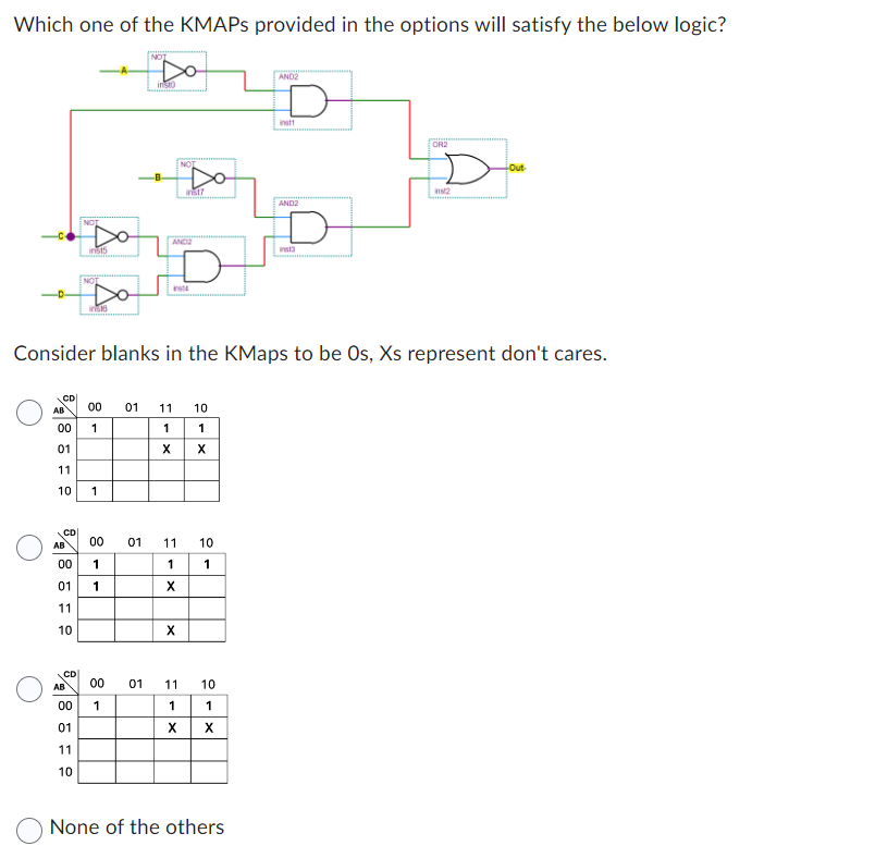Which one of the KMAPs provided in the options will | Chegg.com