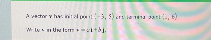 Solved A vector v has initial point (-3, 5) and terminal | Chegg.com