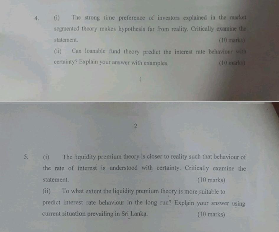 Solved 4. (i) The strong time preference of investors | Chegg.com