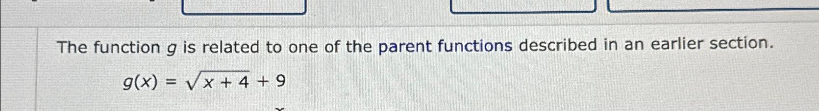 Solved The function g ﻿is related to one of the parent | Chegg.com
