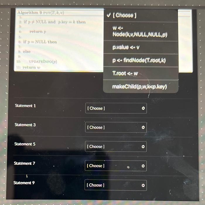 Solved Question 4 Complete the pseudocode for the put | Chegg.com