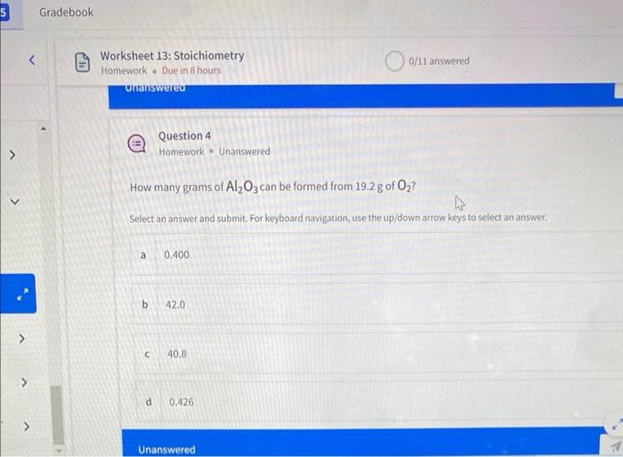Solved Norksheet 13: Stoichiometry Homework - Due in 8 hours | Chegg.com