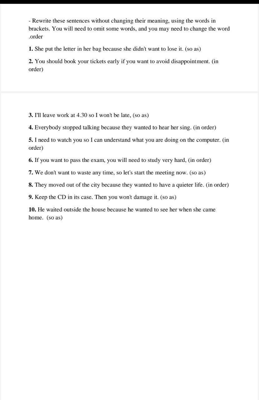 - Rewrite these sentences without changing their | Chegg.com