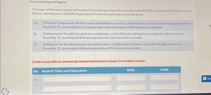 Solved Current Attempt in Progress The ledger of Macarty | Chegg.com