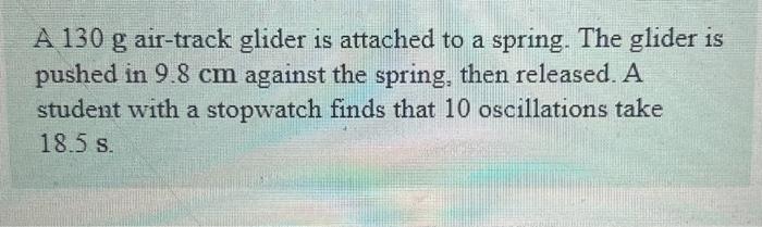 Solved A 130 g air-track glider is attached to a spring. The | Chegg.com