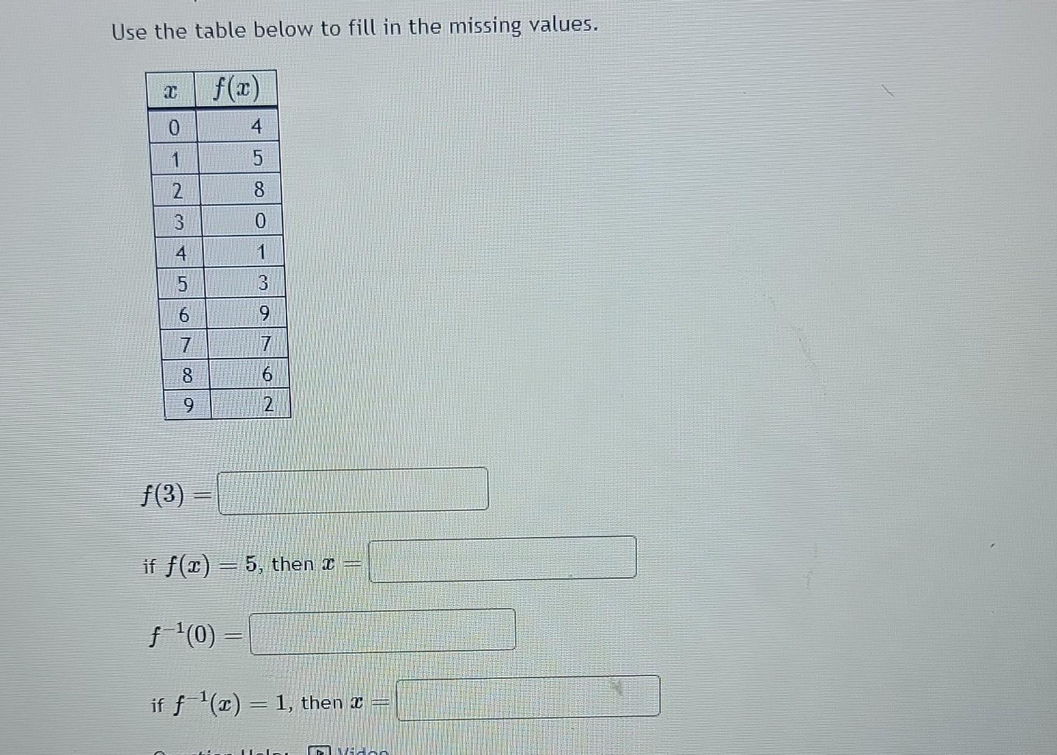 Solved Use the table below to fill in the missing values. | Chegg.com