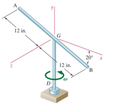 Solved A uniform 3.600-lb rod AB is welded at its midpoint G | Chegg.com