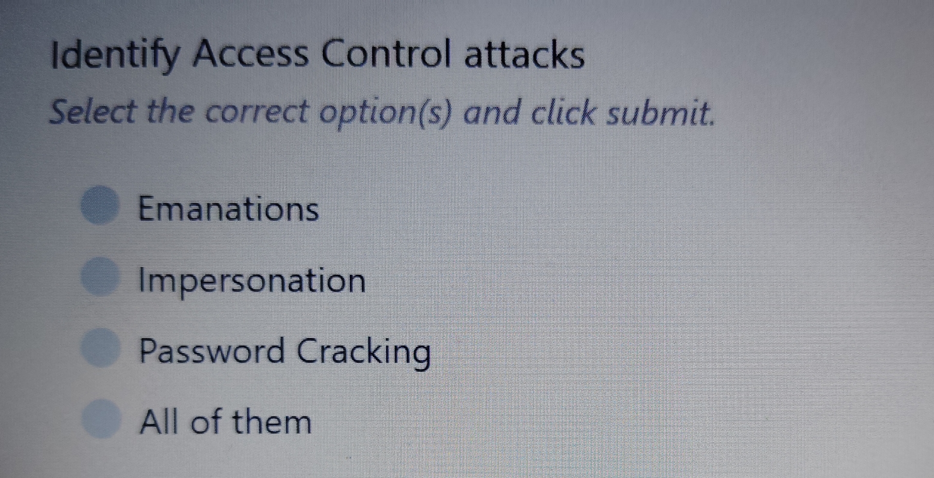 Solved Identify Access Control attacksSelect the correct | Chegg.com