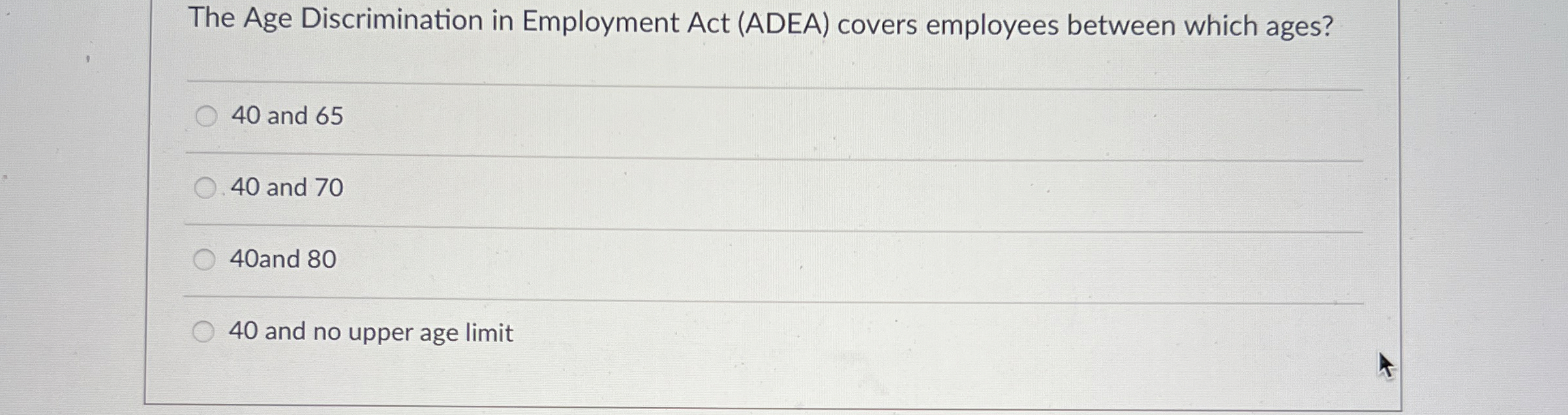 Solved The Age Discrimination in Employment Act (ADEA) | Chegg.com