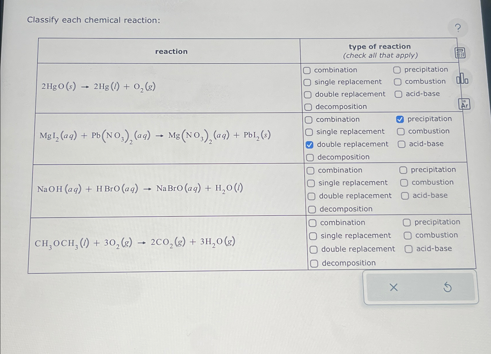 Solved Classify each chemical | Chegg.com