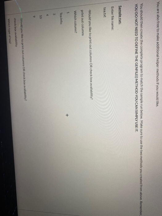Solved u program that reads in a file of tea. A sample file | Chegg.com