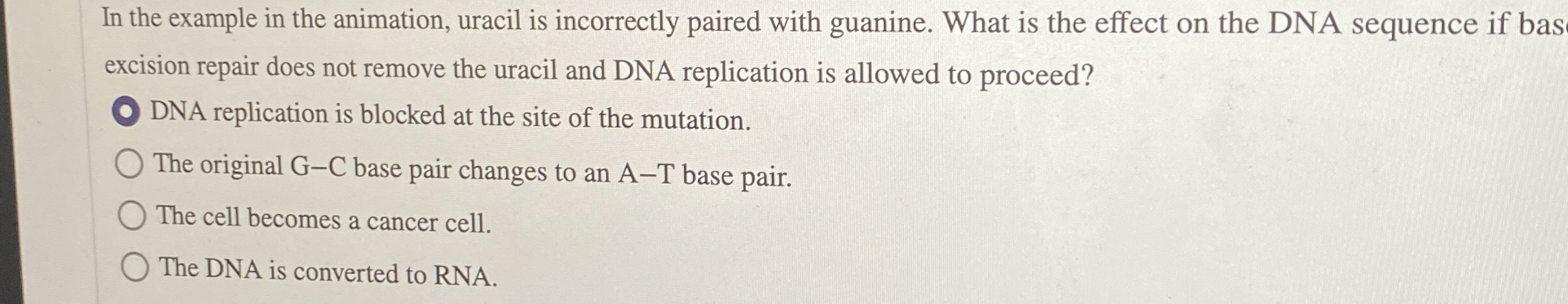 Solved In the example in the animation, uracil is | Chegg.com
