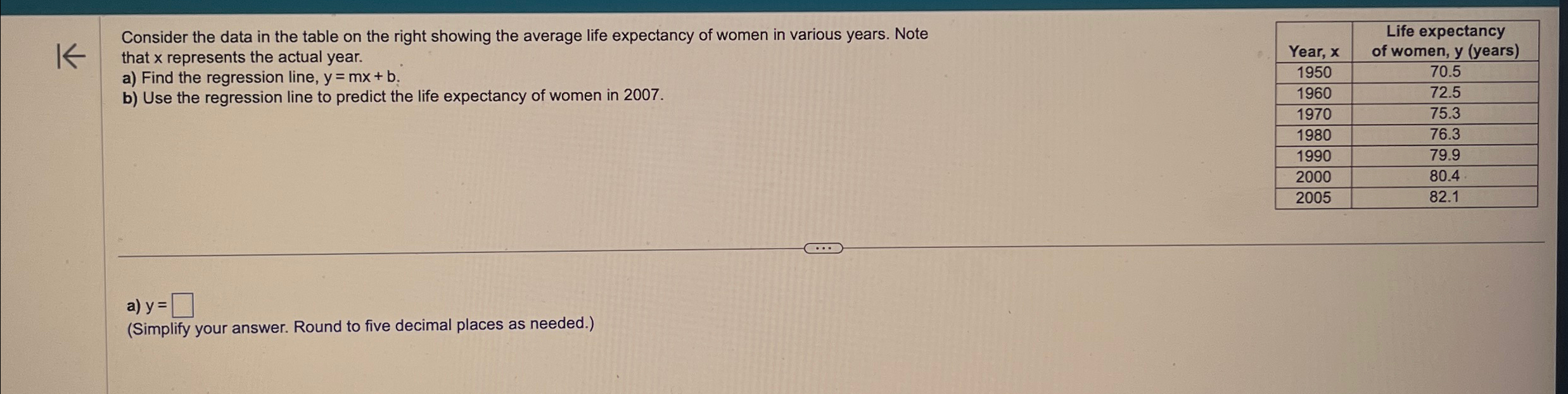 Solved Consider the data in the table on the right showing | Chegg.com