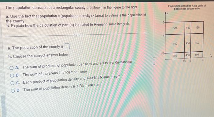 Solved The population densities of a rectangular county are | Chegg.com