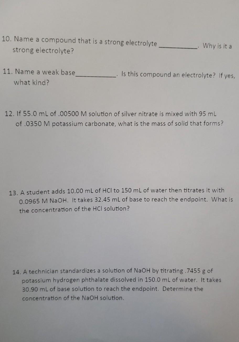 Solved CHEMISTRY 101 Pretest chapter 4 1. Be sure to know | Chegg.com