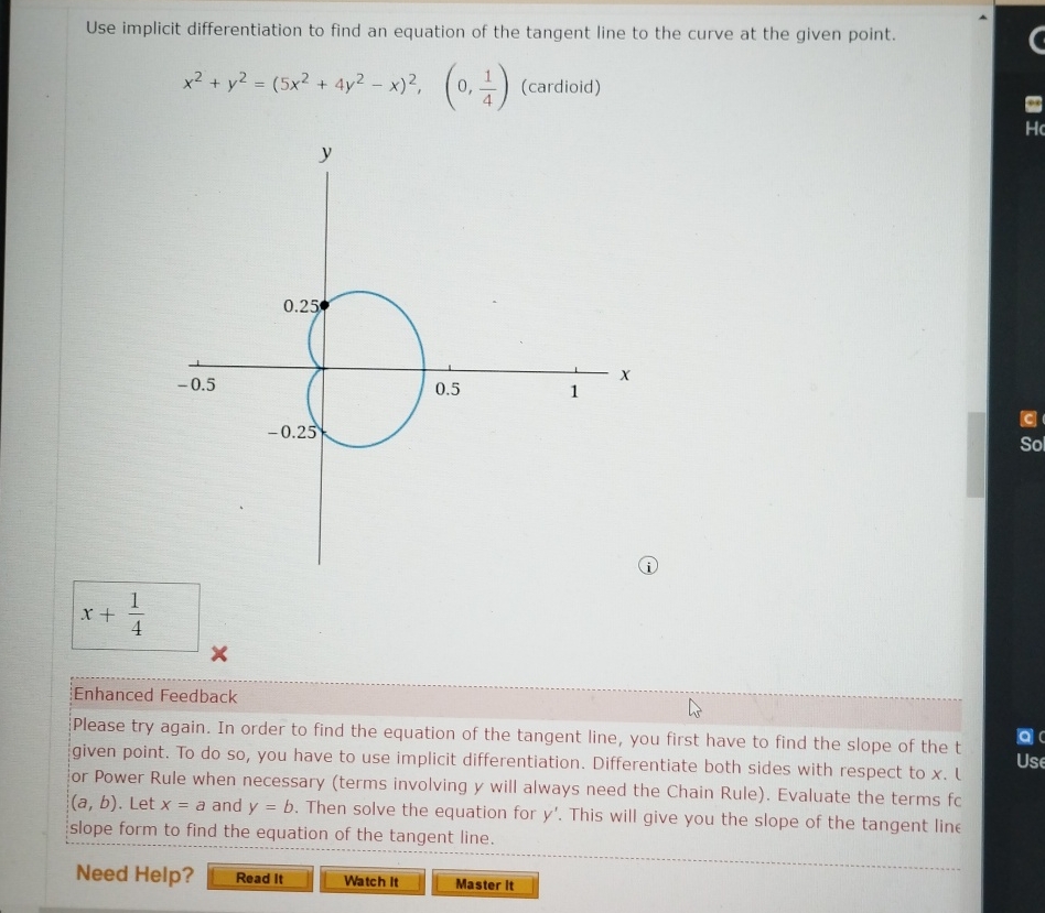 Solved Use implicit differentiation to find an equation of | Chegg.com