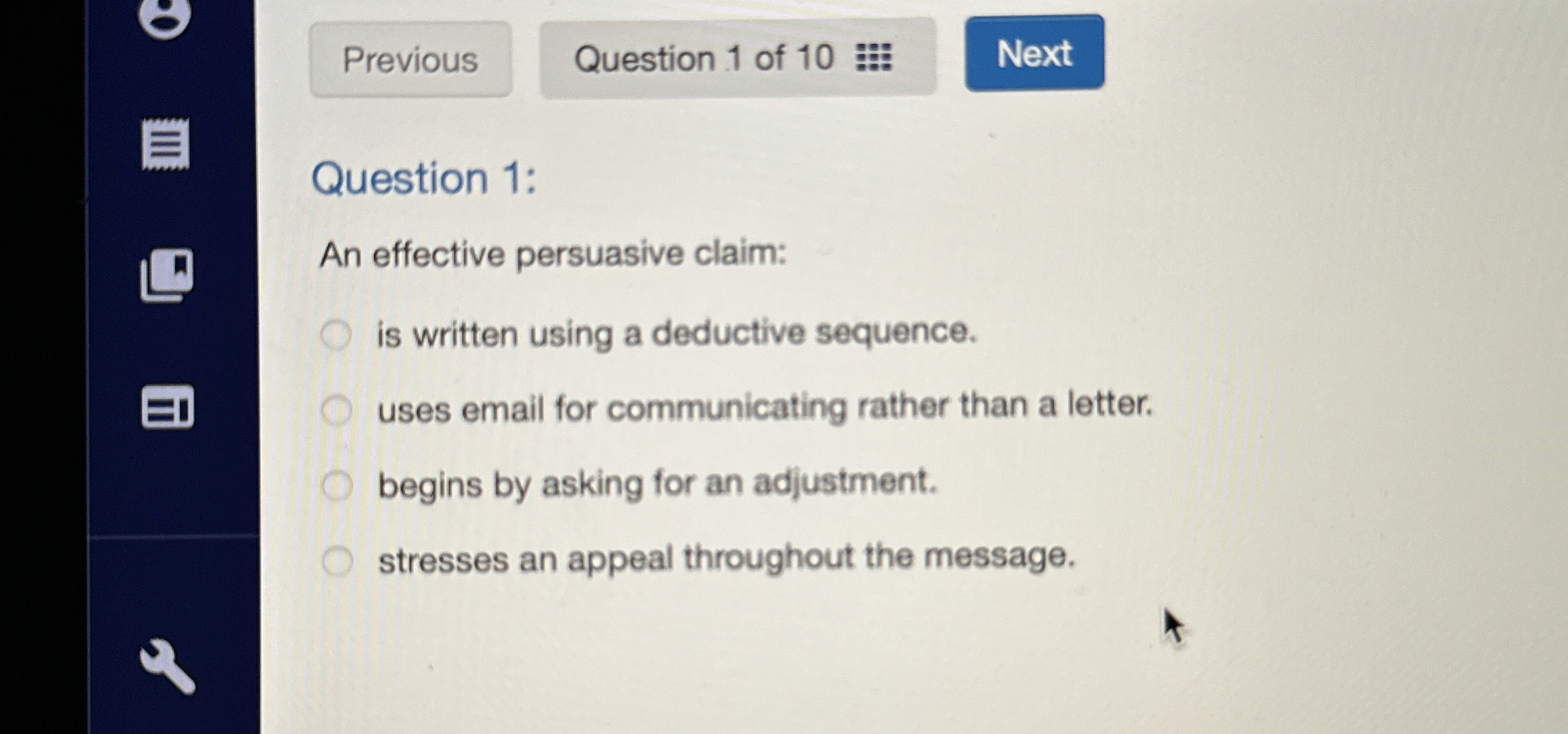 Solved Question 1:An effective persuasive claim:is written | Chegg.com