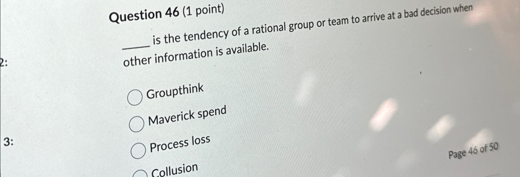 Solved Question 46 (1 ﻿point)is the tendency of a rational | Chegg.com