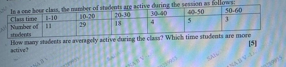 Solved In a one hour class, the number of students are | Chegg.com