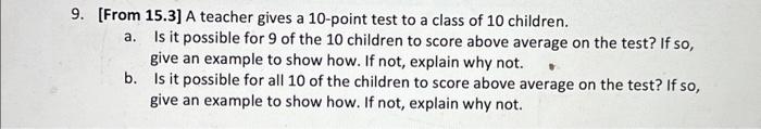 Solved 9. [From 15.3] A teacher gives a 10-point test to a | Chegg.com