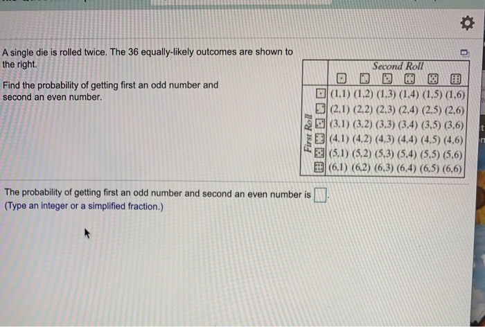 Solved A single die is rolled twice. The 36 equally-likely | Chegg.com