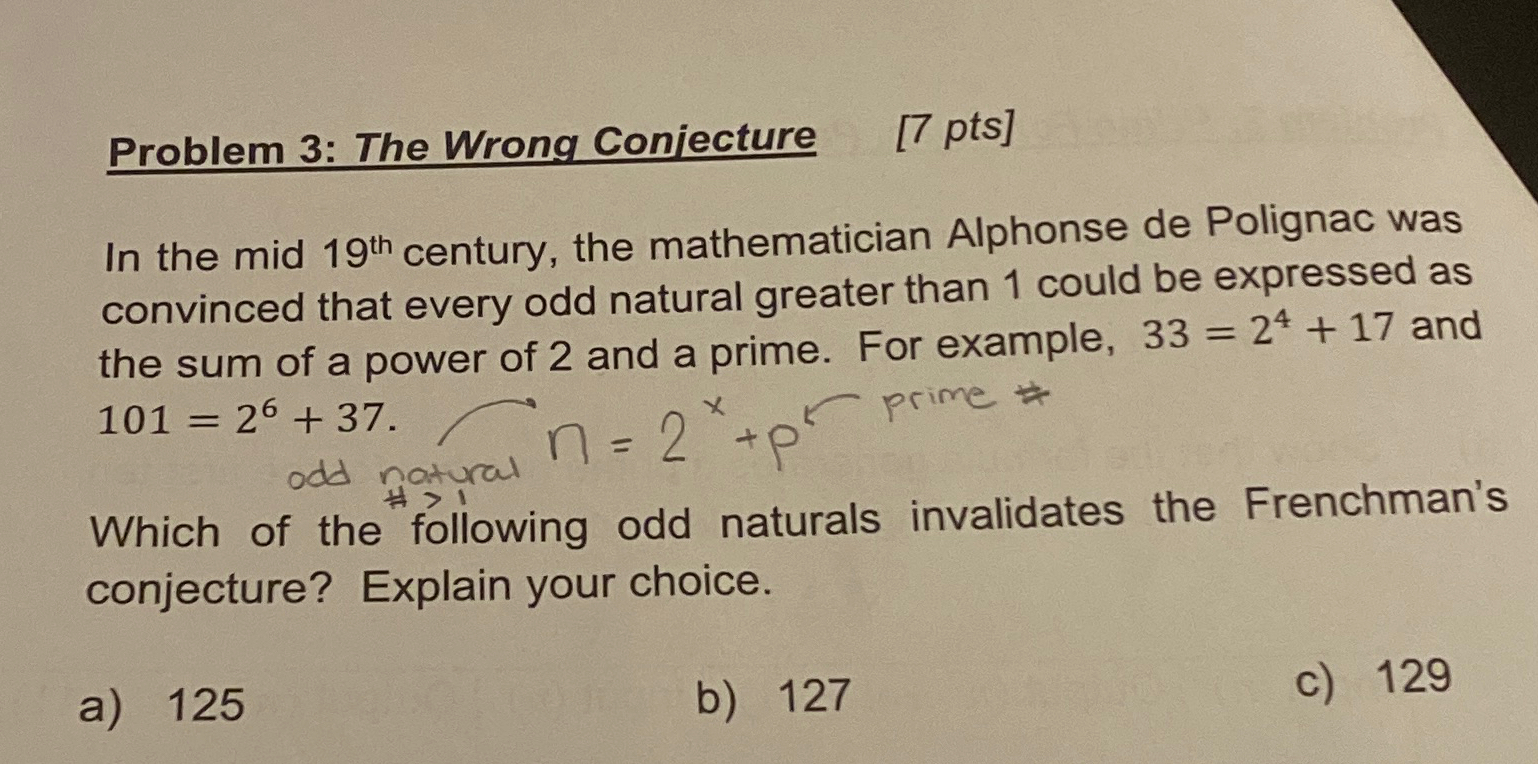 Solved Problem 3: The Wrong Conjecture[7 ﻿pts]In the mid | Chegg.com