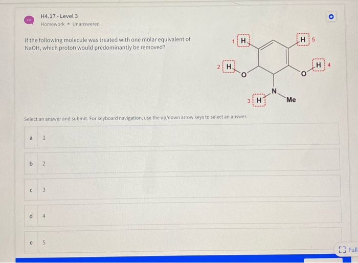 Solved H4.9 - Level 1 Homework • Unanswered Which molecule | Chegg.com