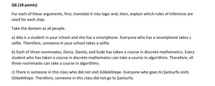 Solved For each of these arguments, first, translate it into | Chegg.com