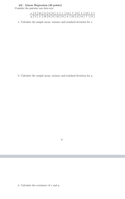 Solved #2. Linear Regression (40 points) Consider the | Chegg.com