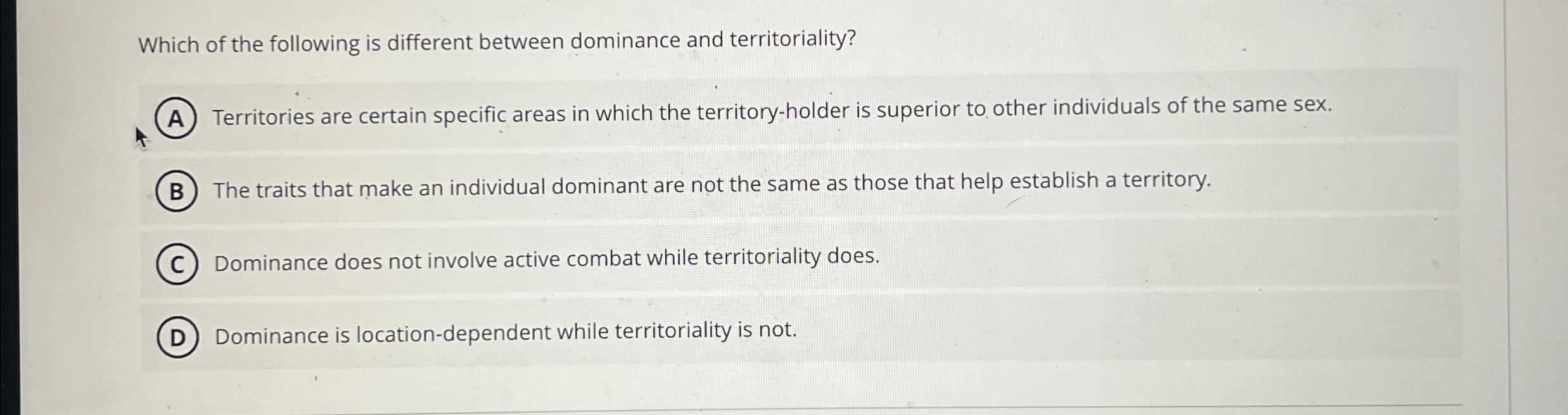 Solved Which of the following is different between dominance | Chegg.com