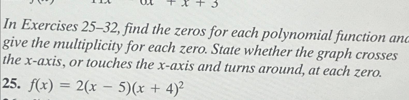 Solved In Exercises 25-32, ﻿find the zeros for each | Chegg.com