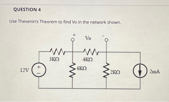 Solved Use Thevenin's Theorem to find Vo in the network | Chegg.com