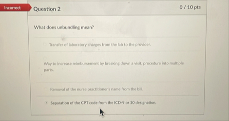 Solved What does unbundling mean?Transfer of laboratory | Chegg.com