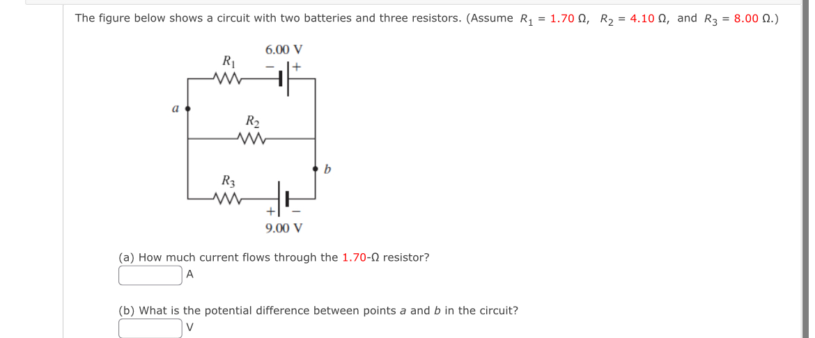 Solved The figure below shows a circuit with two batteries | Chegg.com