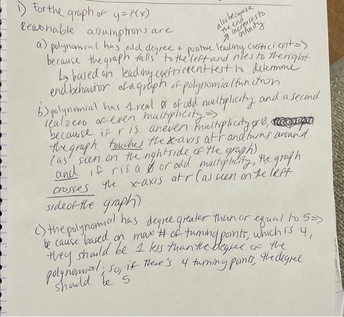 Solved 1. Consider the graph of the polynomial function | Chegg.com