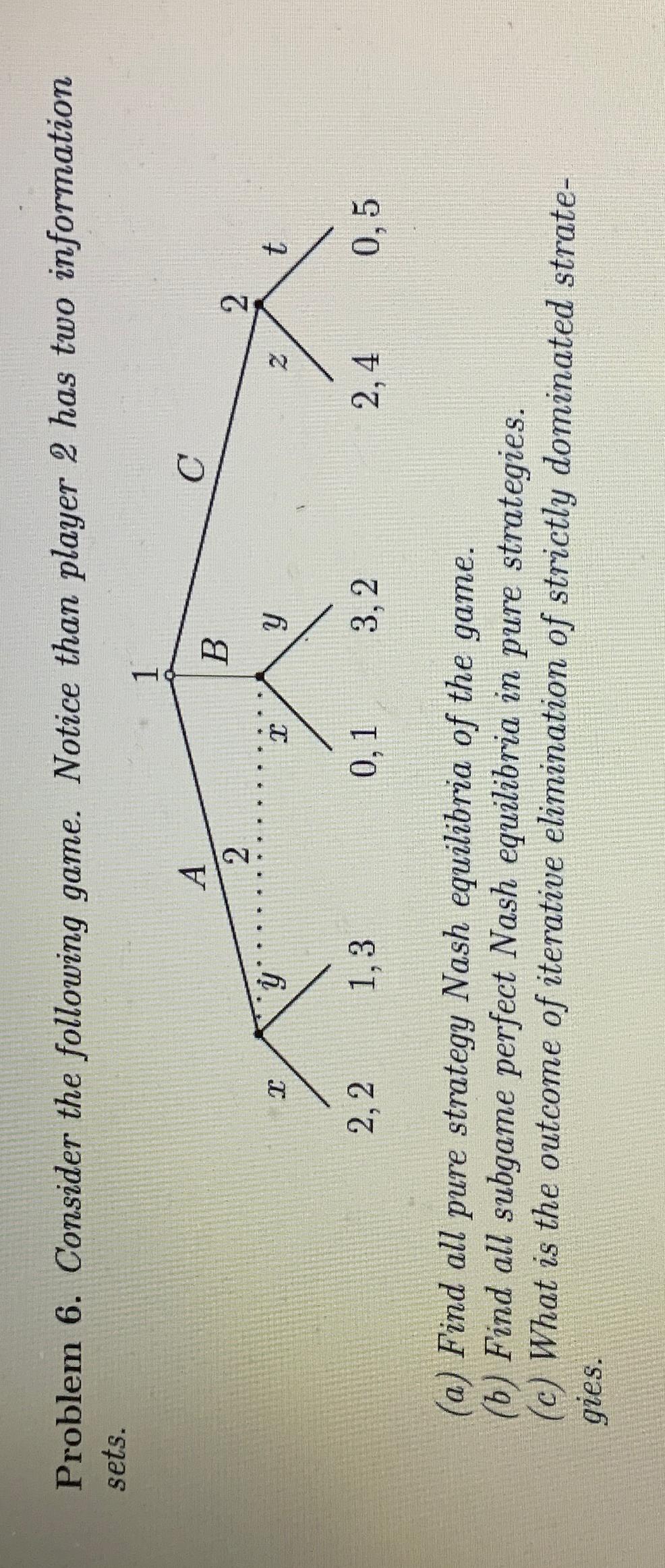 Solved Problem 6. ﻿Consider the following game. Notice than | Chegg.com