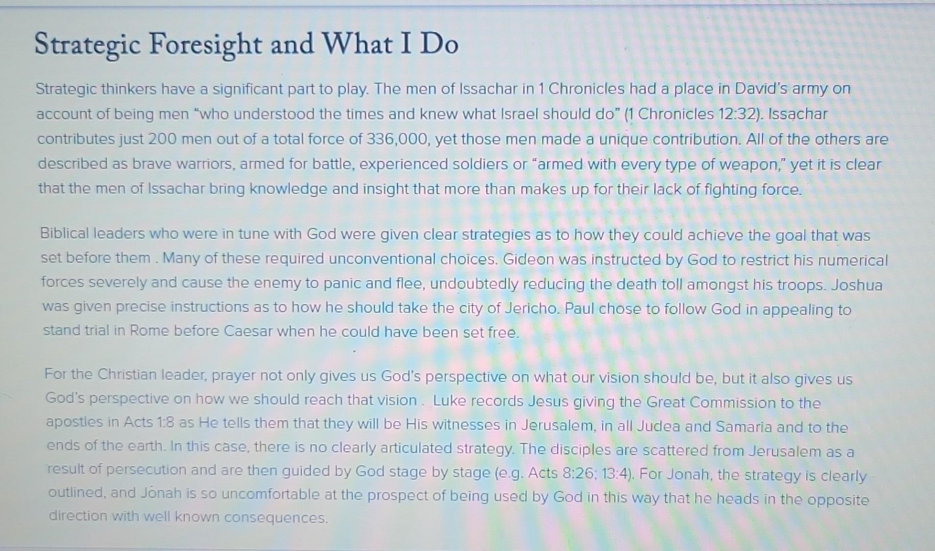 What does the bible teach us about strategy? Please | Chegg.com